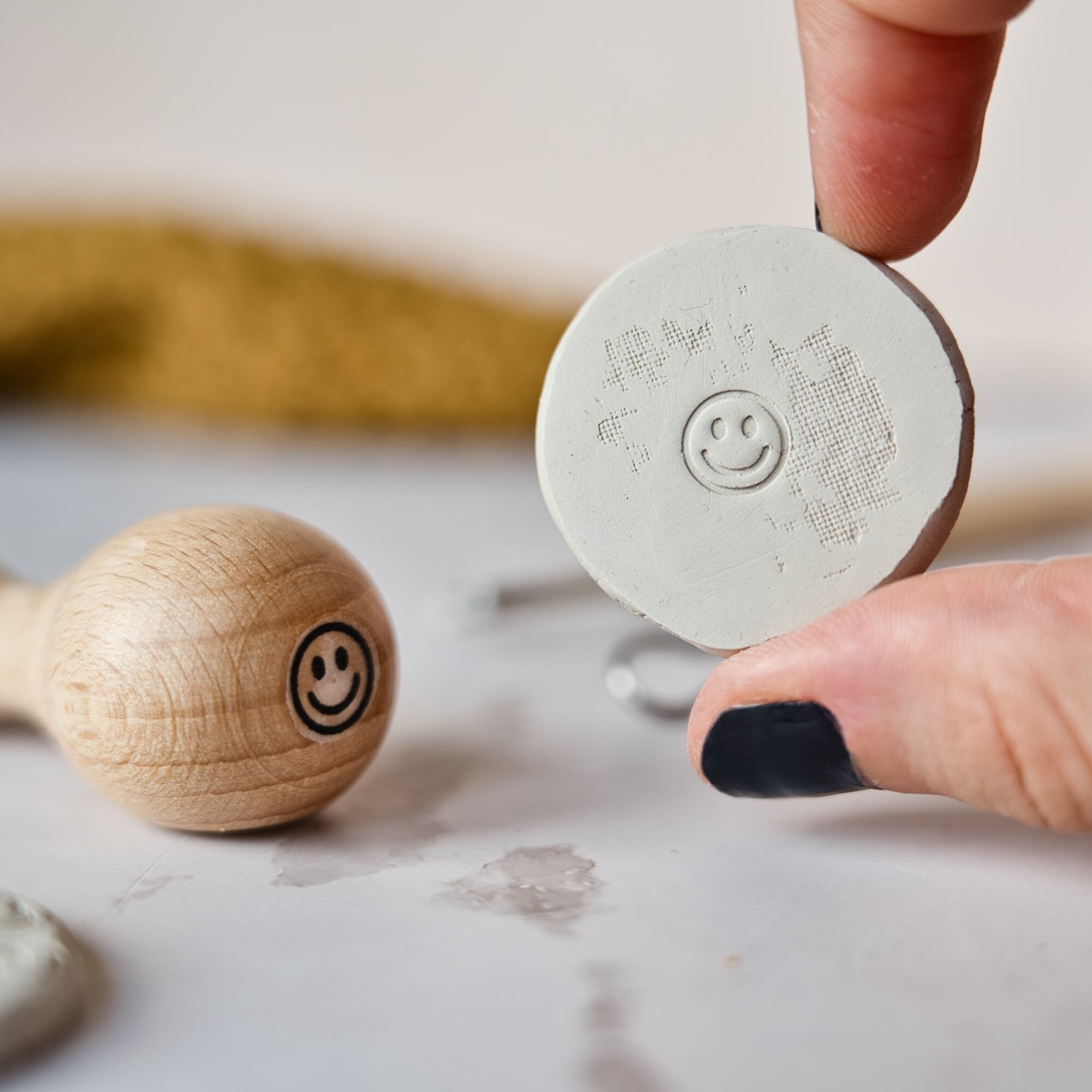 Smiley Face Clay Stamp for Pottery Decoration, Happy Face Texture Stamp ...