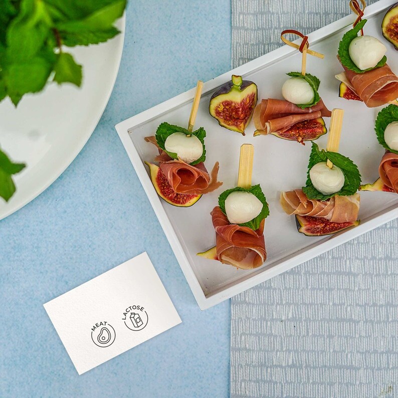 Buffet Table Card Stamps With Ingredients Icons Place Cards - Etsy