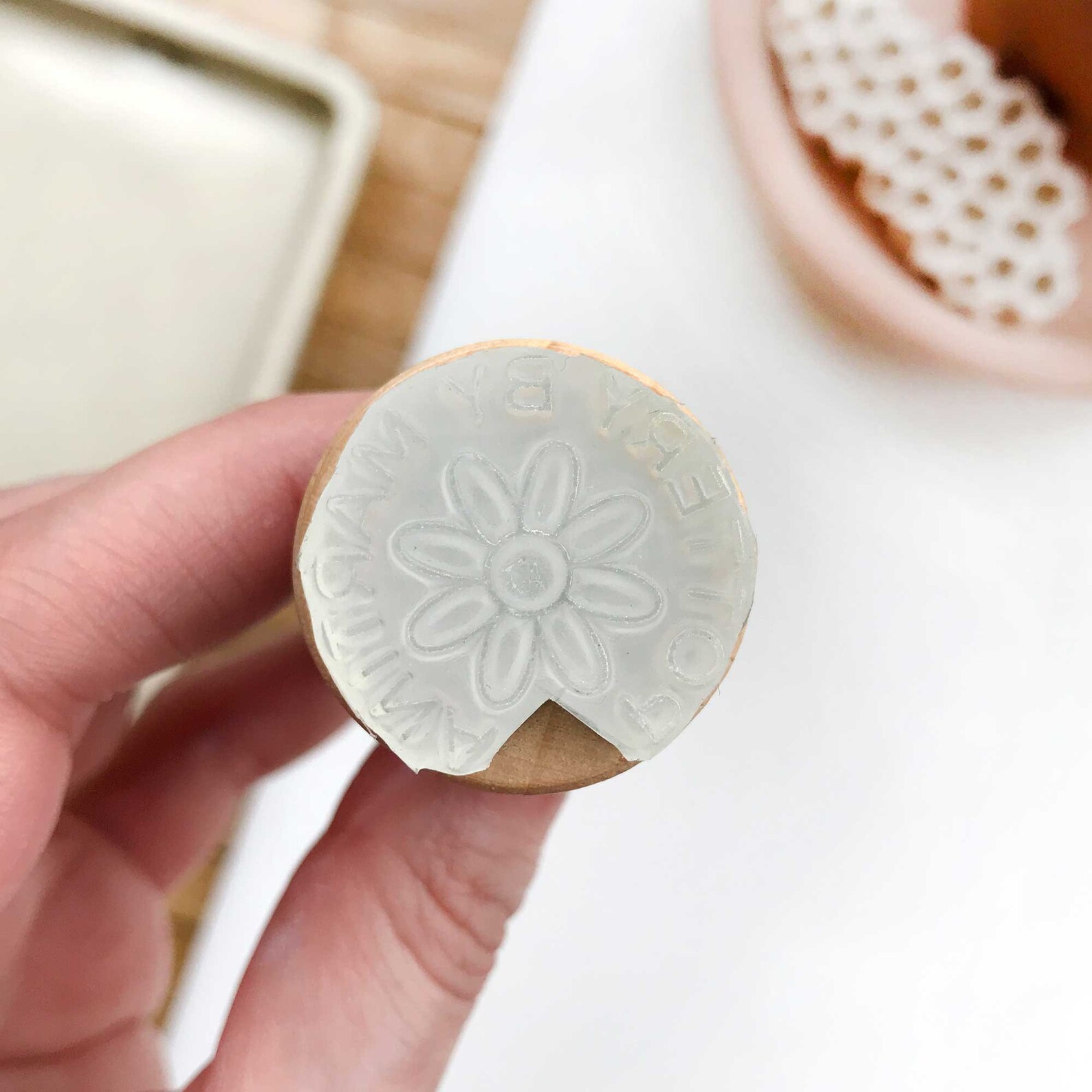 Daisy Pottery Stamp With Name for Clay Maker Mark, Custom Ceramic Stamp ...