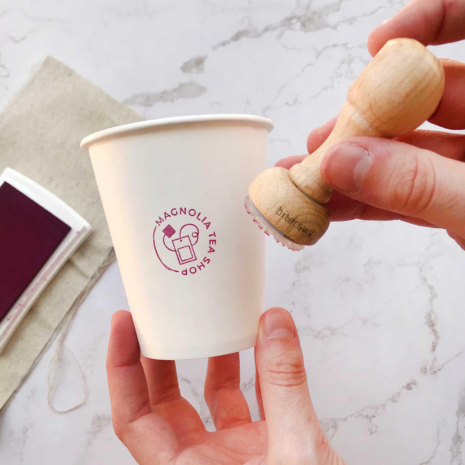 Coffee Shop Branding Stamp for Paper Cups, Eco-friendly Logo Stamp for ...