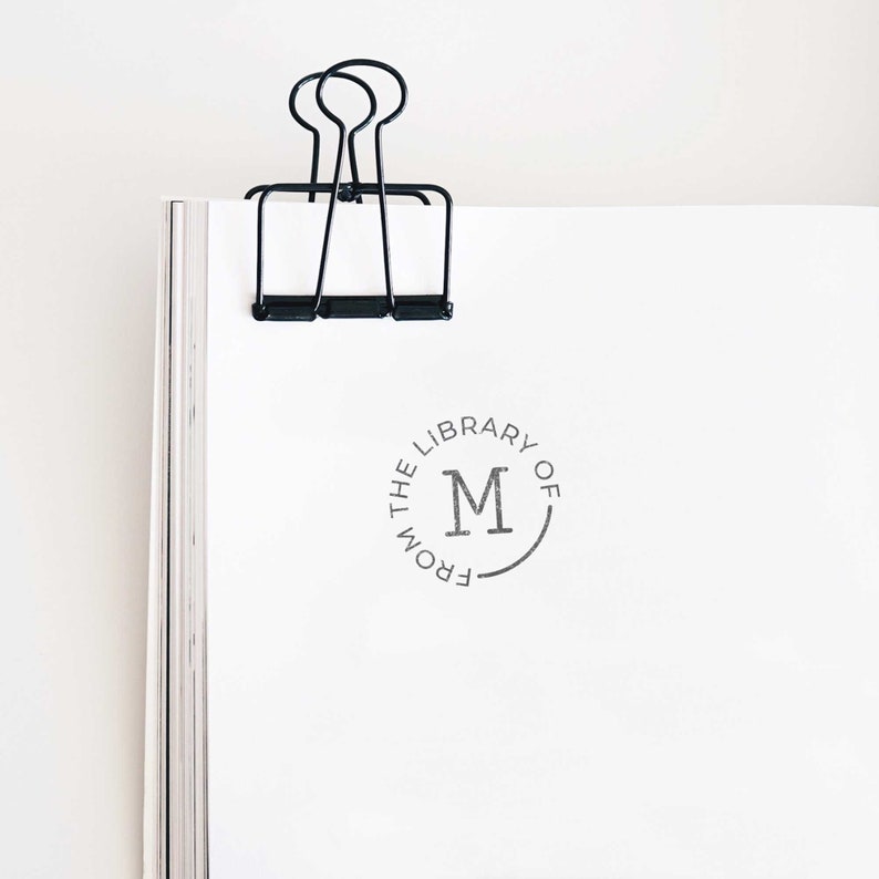 Custom Initial Library Stamp With Circle Custom Quote Round - Etsy
