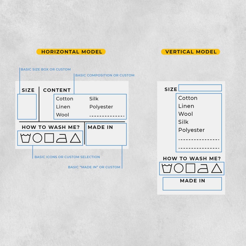 Custom Hang Tag Stamp for Garment With Size and Composition | Etsy