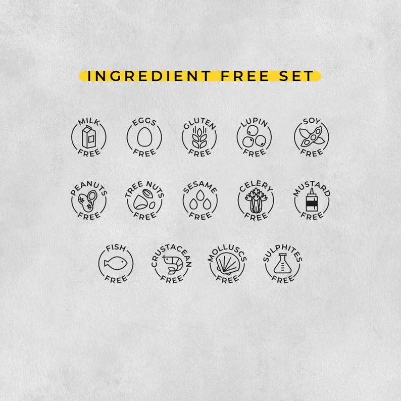 Complete Allergen Stamp Set With 14 Mini Icon Stamps Allergy - Etsy