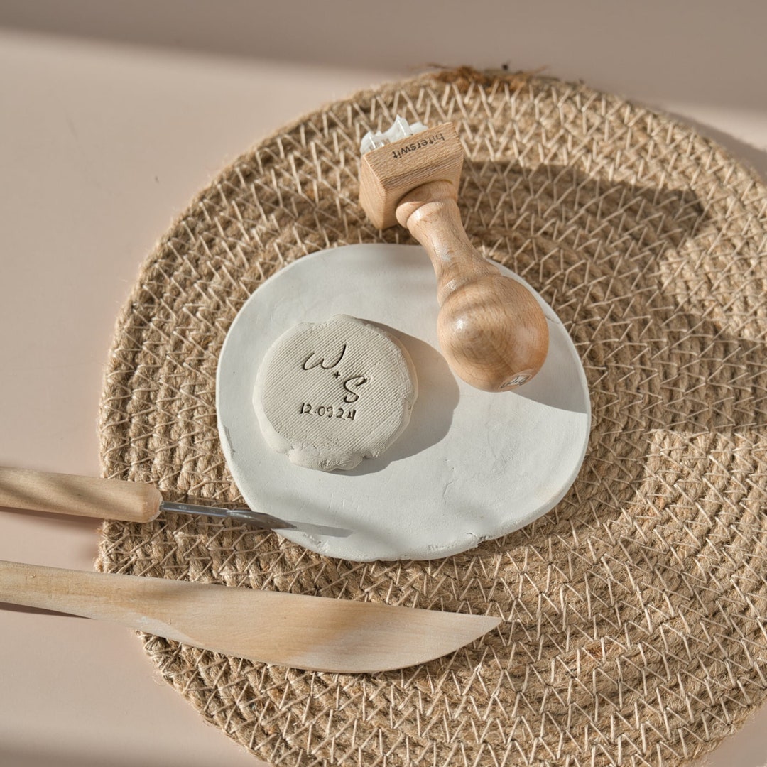 Monogram Custom Clay Stamp With Wedding Date for DIY Clay Wedding ...