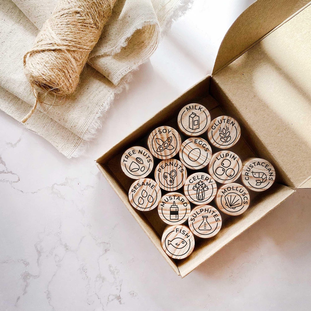 The 14 Major Food Allergens Rubber Stamp Set for Restaurants in ...