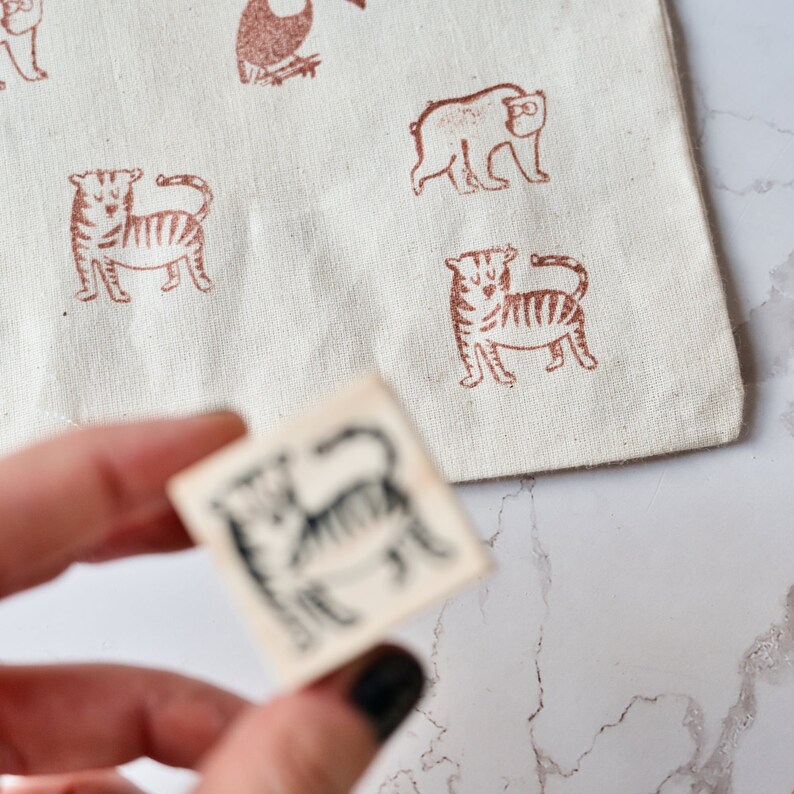 Tiger Rubber Stamp With a Modern Hand-drawn Style for Children's DIY ...