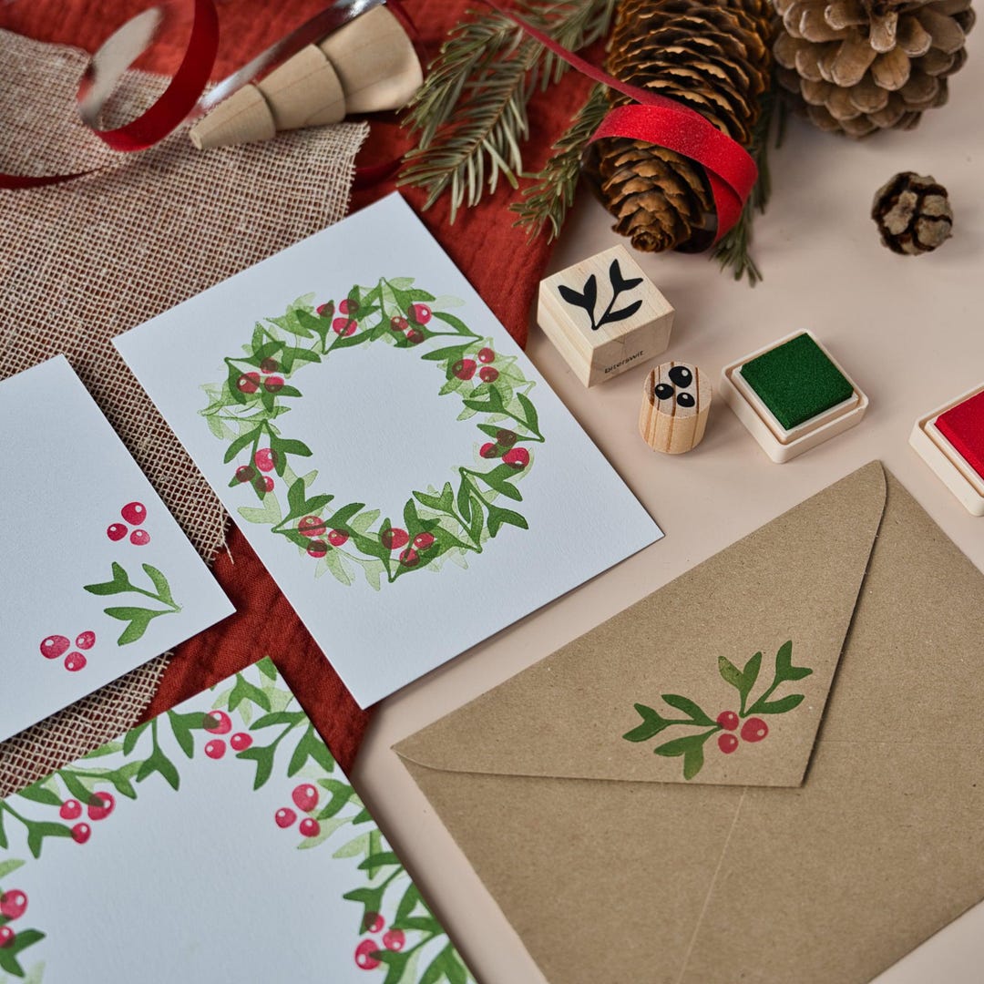Christmas Card-making Set With Rubber Stamps and Ink Pads, Christmas ...