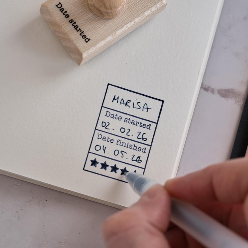 Bookplate Rating Stamp With Reading Date and Name, Library Stamp With ...