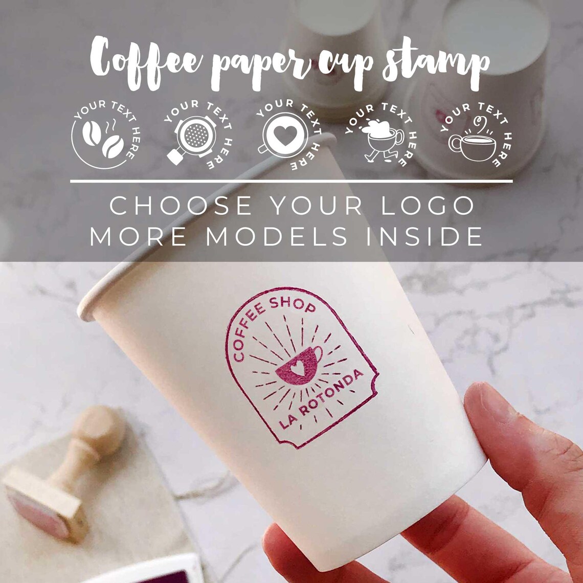Coffee Shop Branding Stamp for Paper Cups, Eco-friendly Logo Stamp for ...