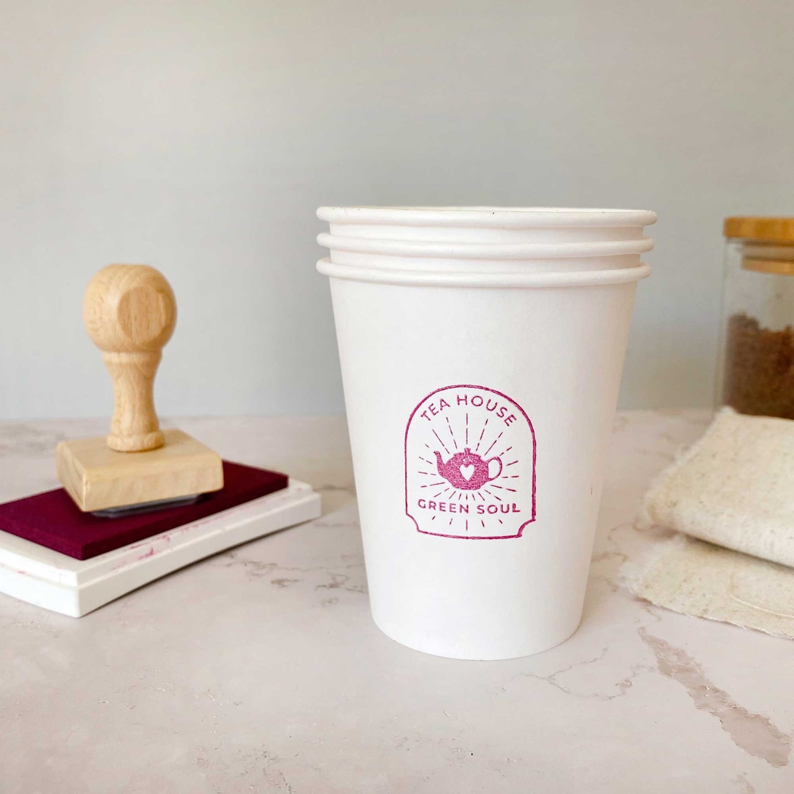 Premade Coffee Shop Logo Stamp for Custom Coffee Paper Cups, Custom ...