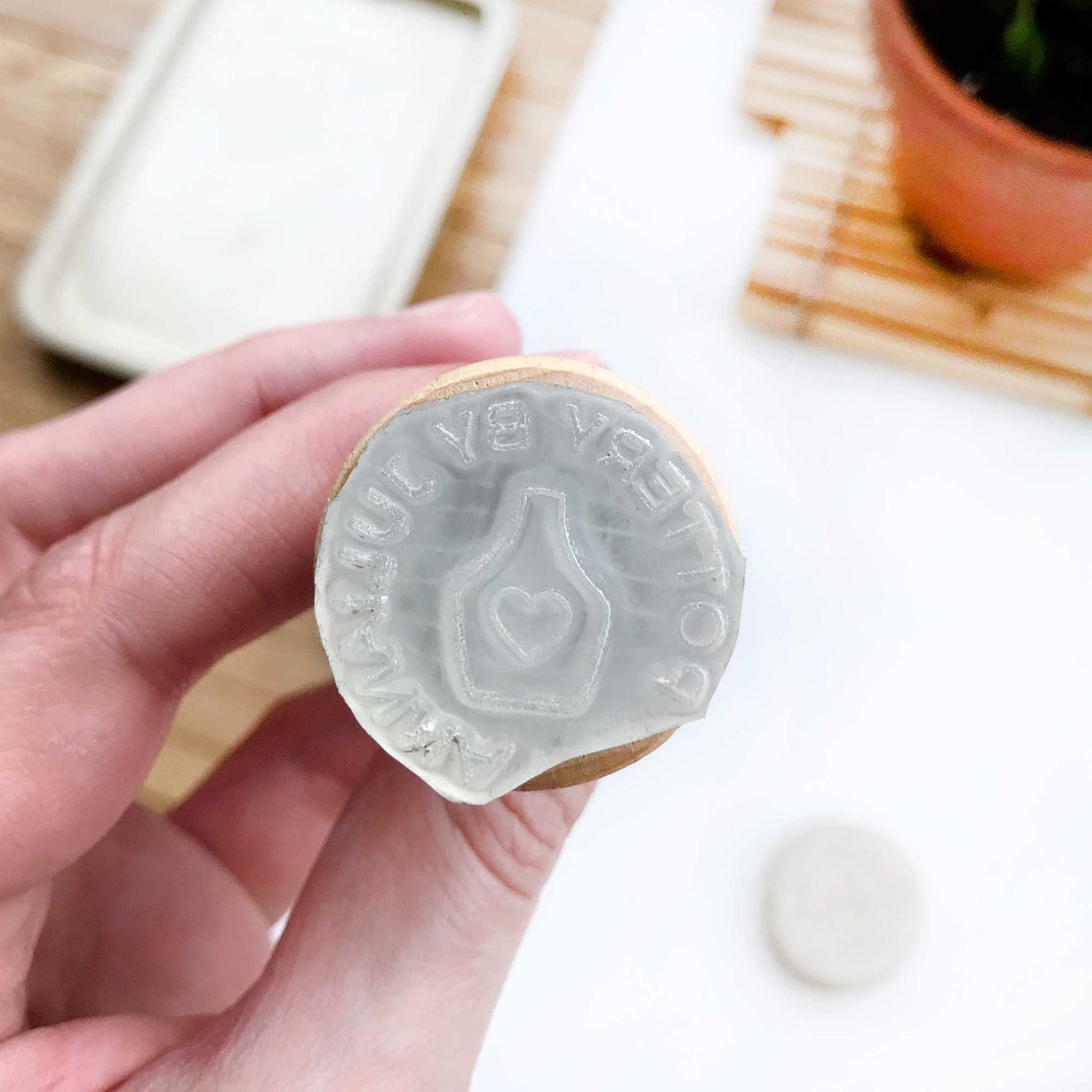 Custom ceramic stamp with name and potter illustration with | Etsy