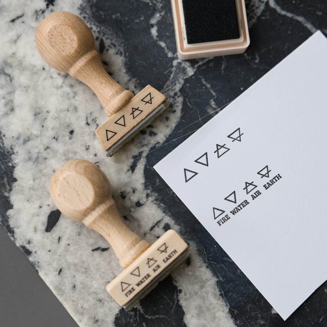 Four Elements Alchemical Symbols Rubber Stamp, 4 Triangle Elements Air ...