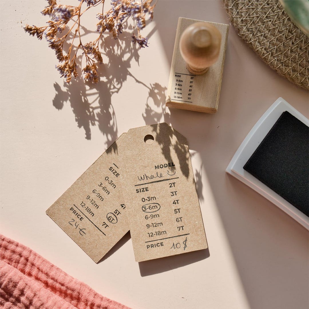 Kids Clothing Size Label Rubber Stamp for Small Shops, Customizable ...