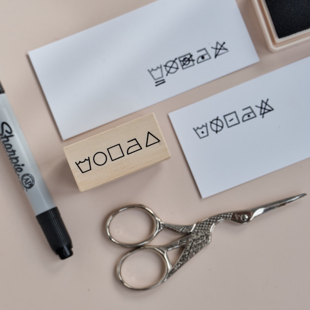 Rubber Stamp With Basic Clothing Care Symbols Personalizable by Hand ...