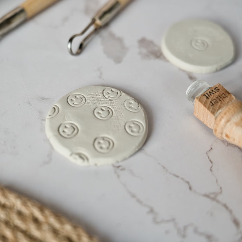 Smiley Face Clay Stamp for Pottery Decoration, Happy Face Texture Stamp ...