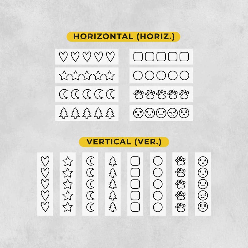 Bullet Journal Rating Stamp: Checklist Rubber Stamp With Stars, Hearts ...