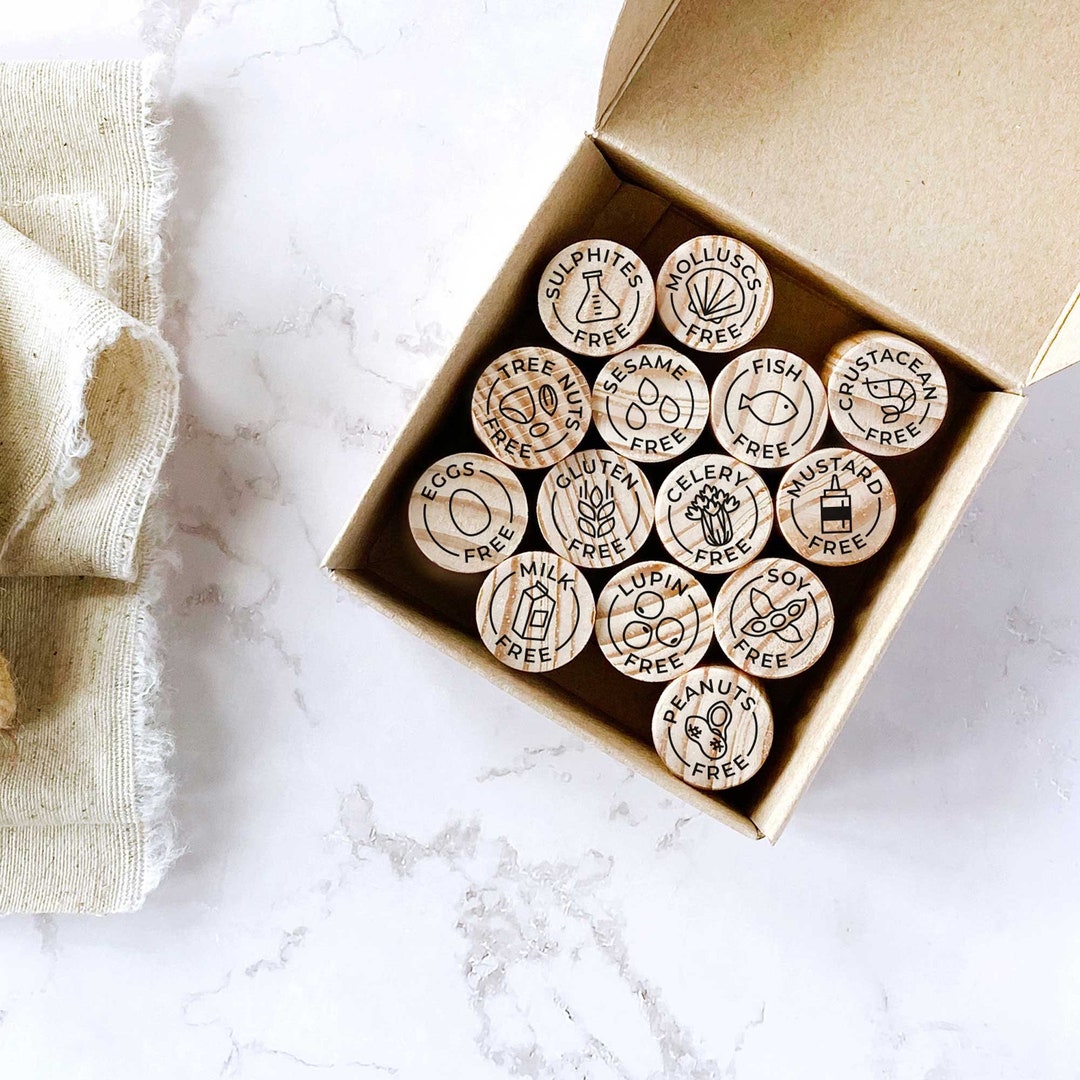 Complete Allergen Stamp Set With 14 Mini Icon Stamps, Allergy Label for ...