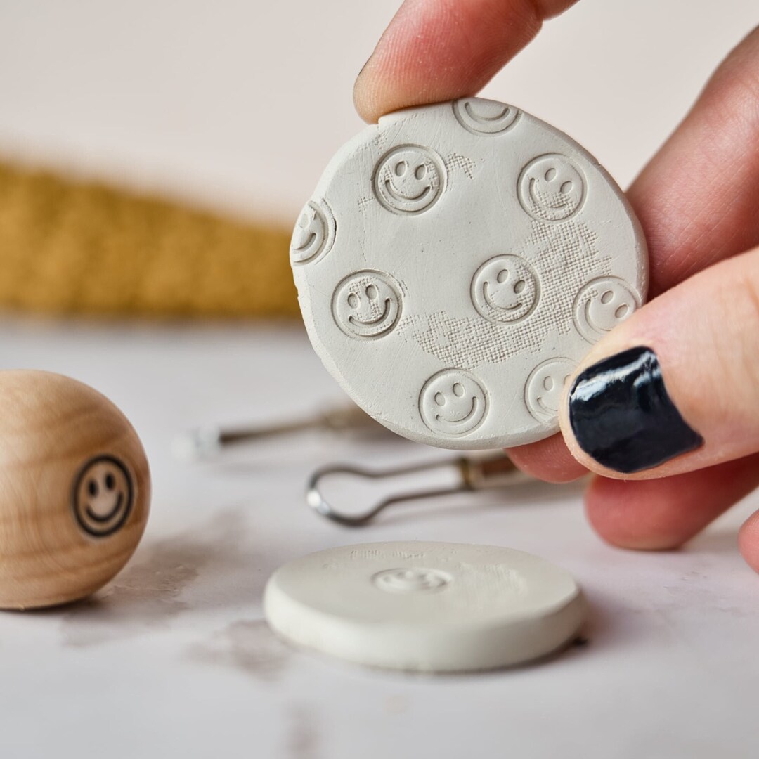 Smiley Face Clay Stamp for Pottery Decoration, Happy Face Texture Stamp ...