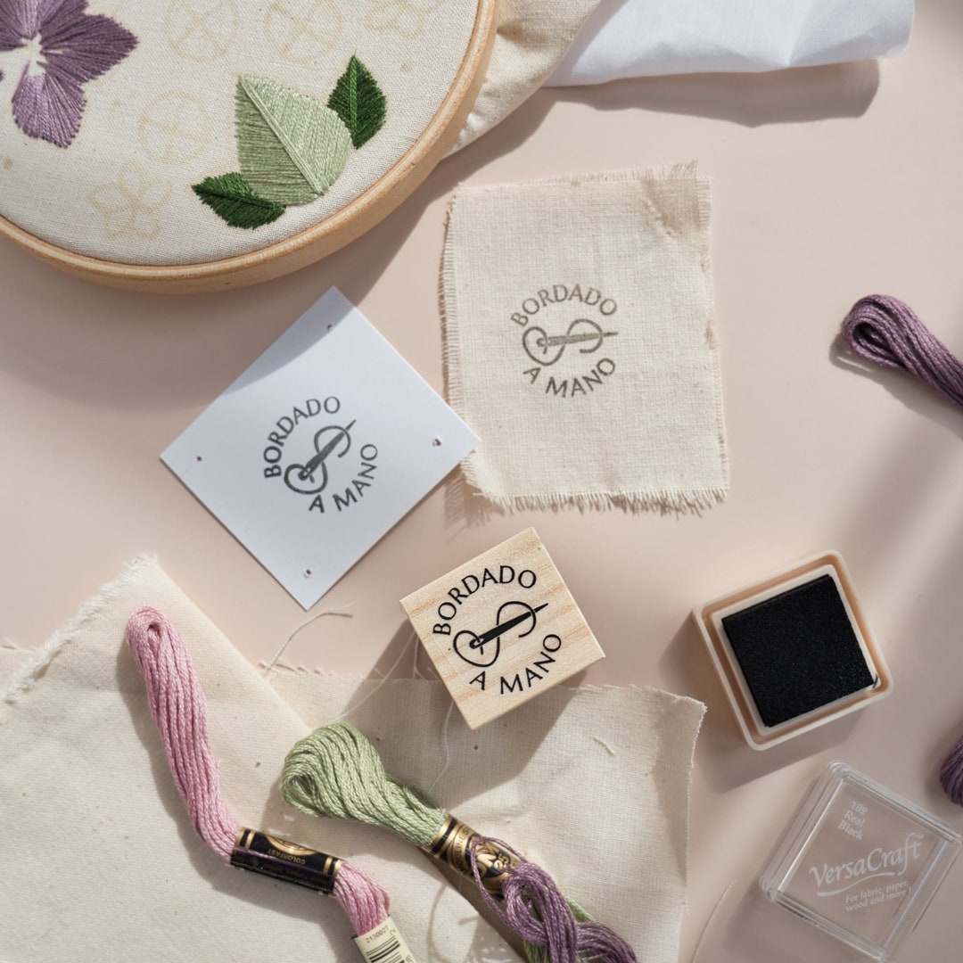 Hand Embroidery Rubber Stamp With Needle and Thread Illustration, DIY ...