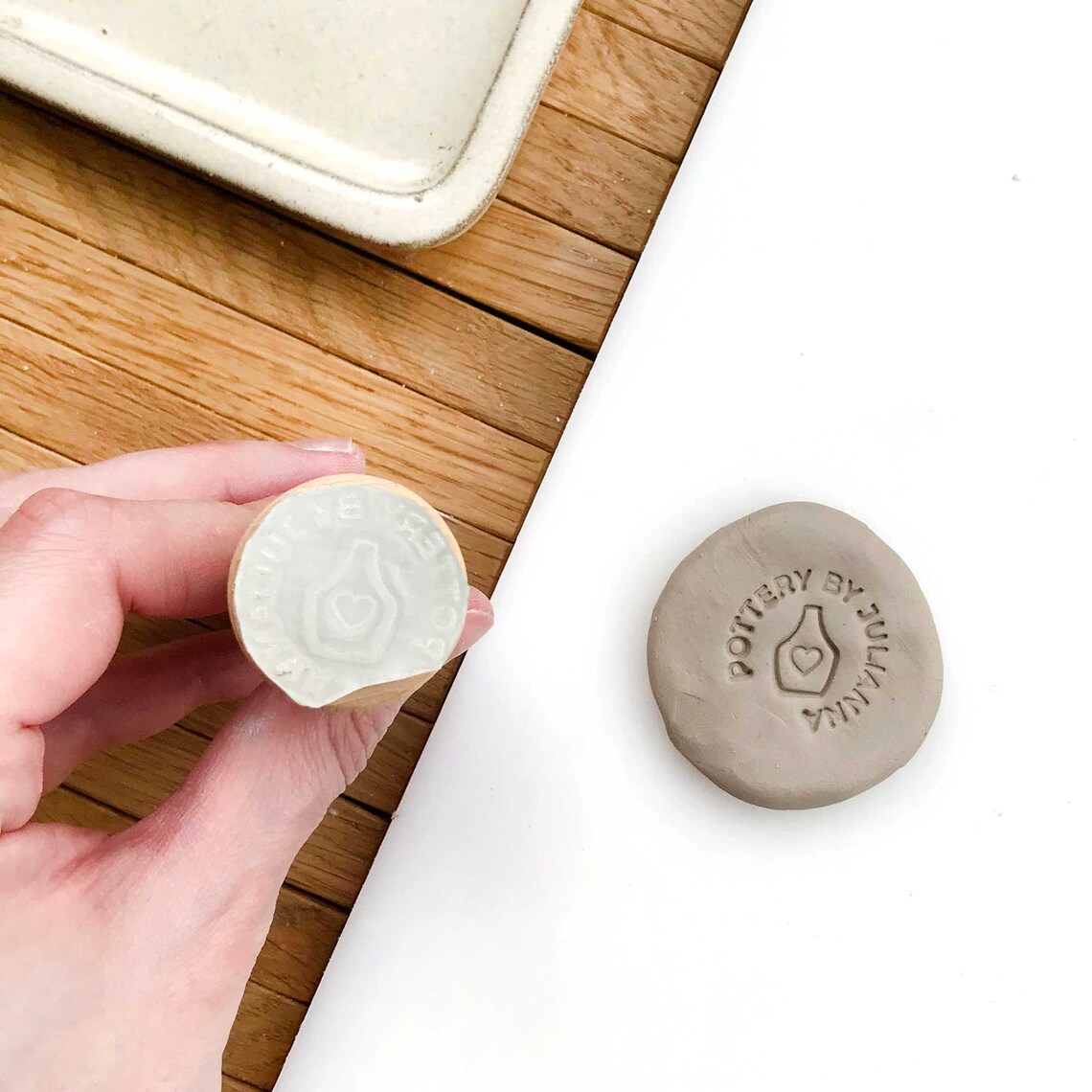 Custom ceramic stamp with name and potter illustration with | Etsy