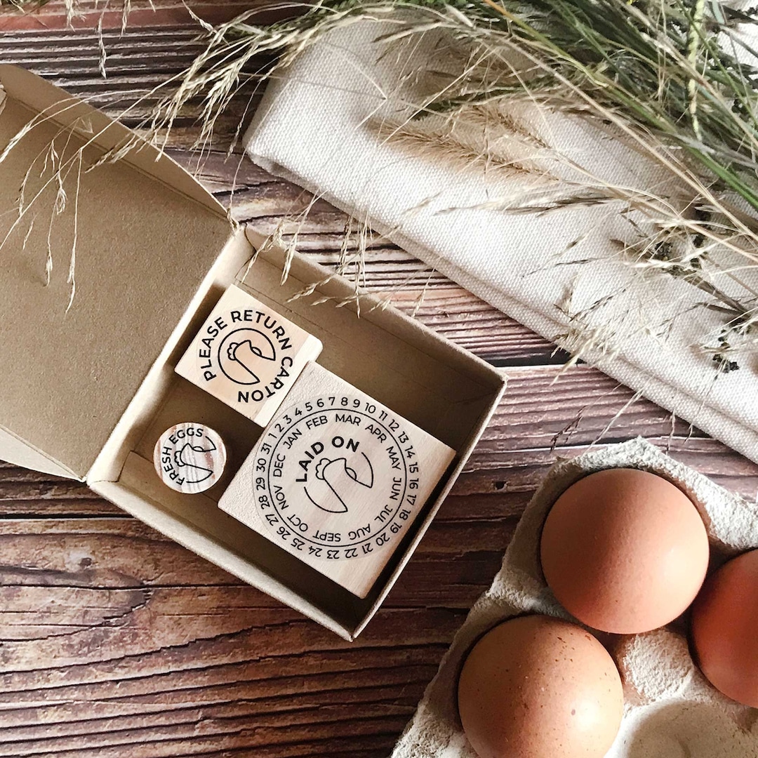 Egg Stamp Set for Eggs, Egg Farmer Coop Gift, Includes Egg Date Stamp ...
