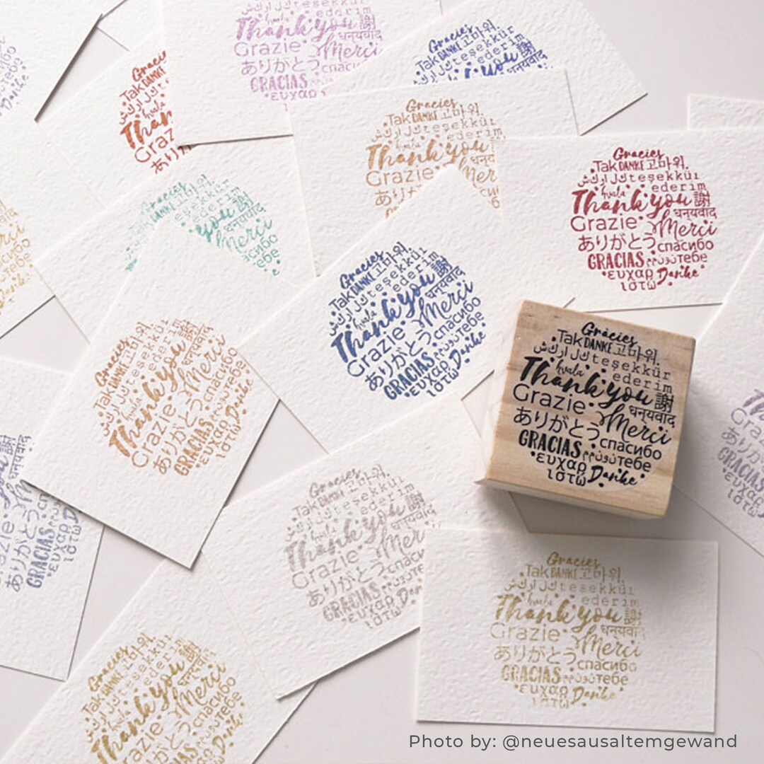 Multilingual Thank You Rubber Stamp for Business Packaging, Thank You ...