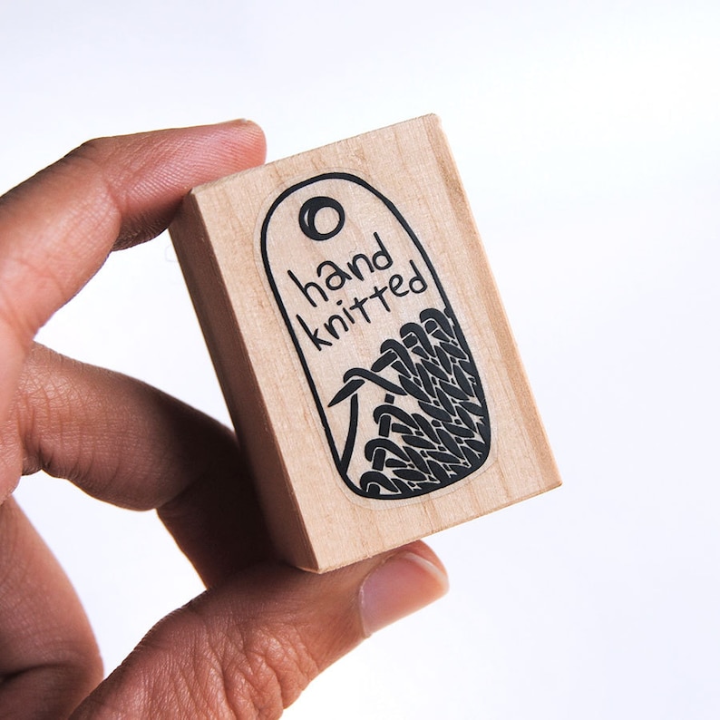 Hand Knitted Stamp for Knitters Gift, Crochet Stamp, Hand Knitted Tags, Hand Knit Stamp, Knit ...