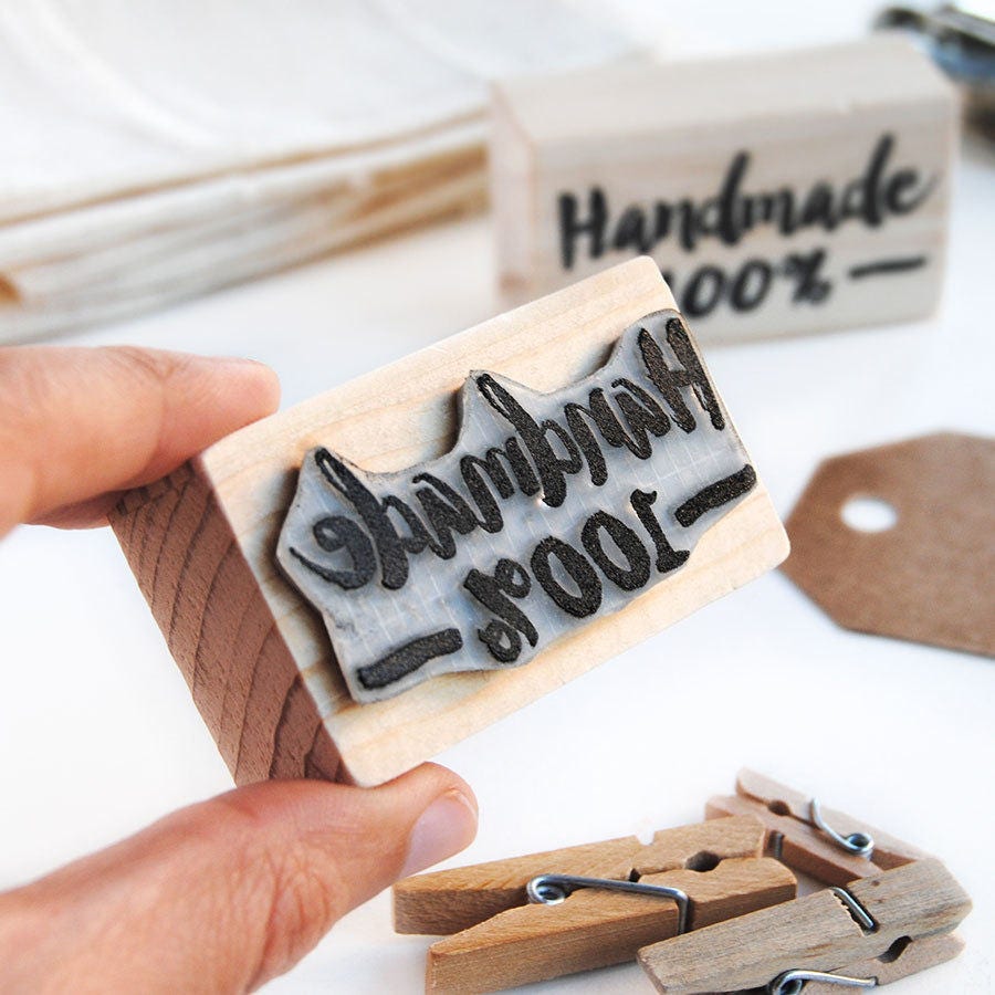 Hand Made Rubber Stamp With Brush Calligraphy Style for Handmade Tags ...