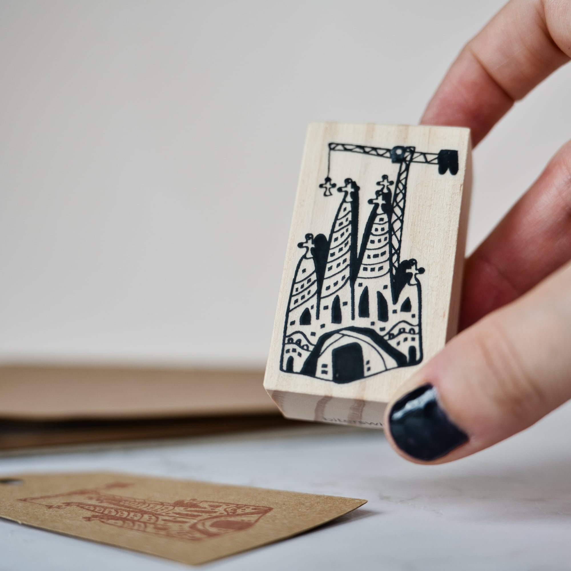 Sagrada Familia Rubber Stamp Modern Illustration, Barcelona Travel ...