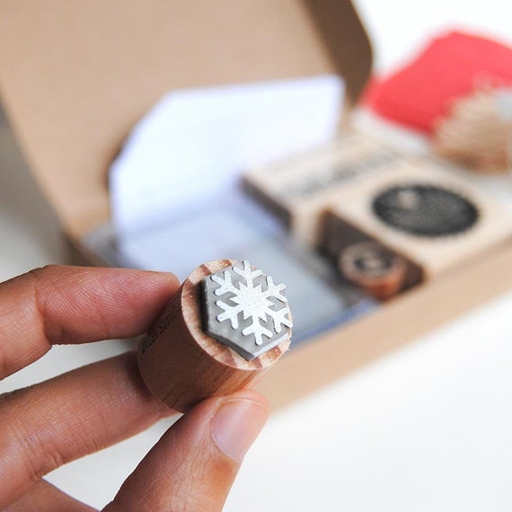 Snowflake Rubber Stamp for Christmas Wrapping DIY Decoration | Etsy