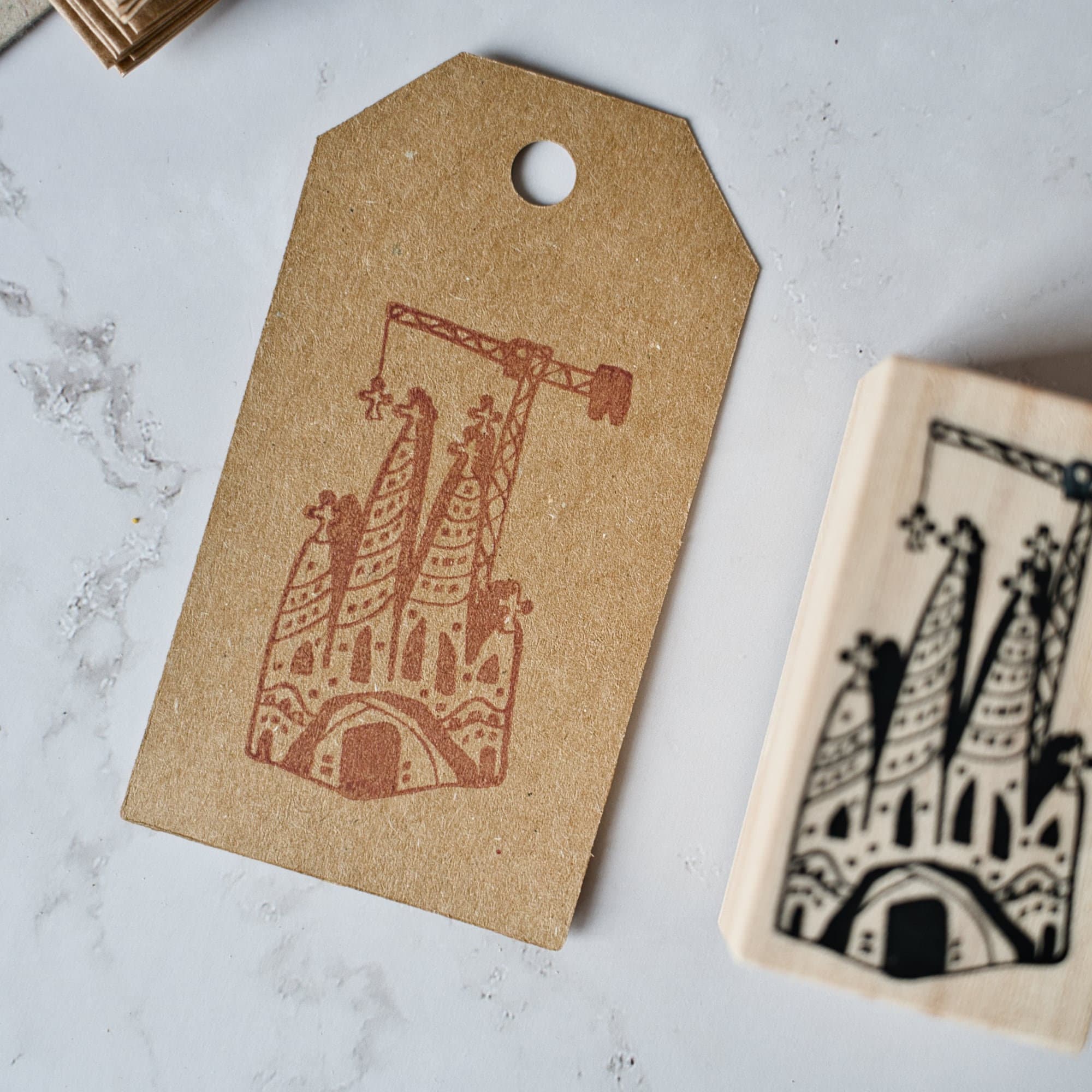 Sagrada Familia Rubber Stamp Modern Illustration, Barcelona Travel ...