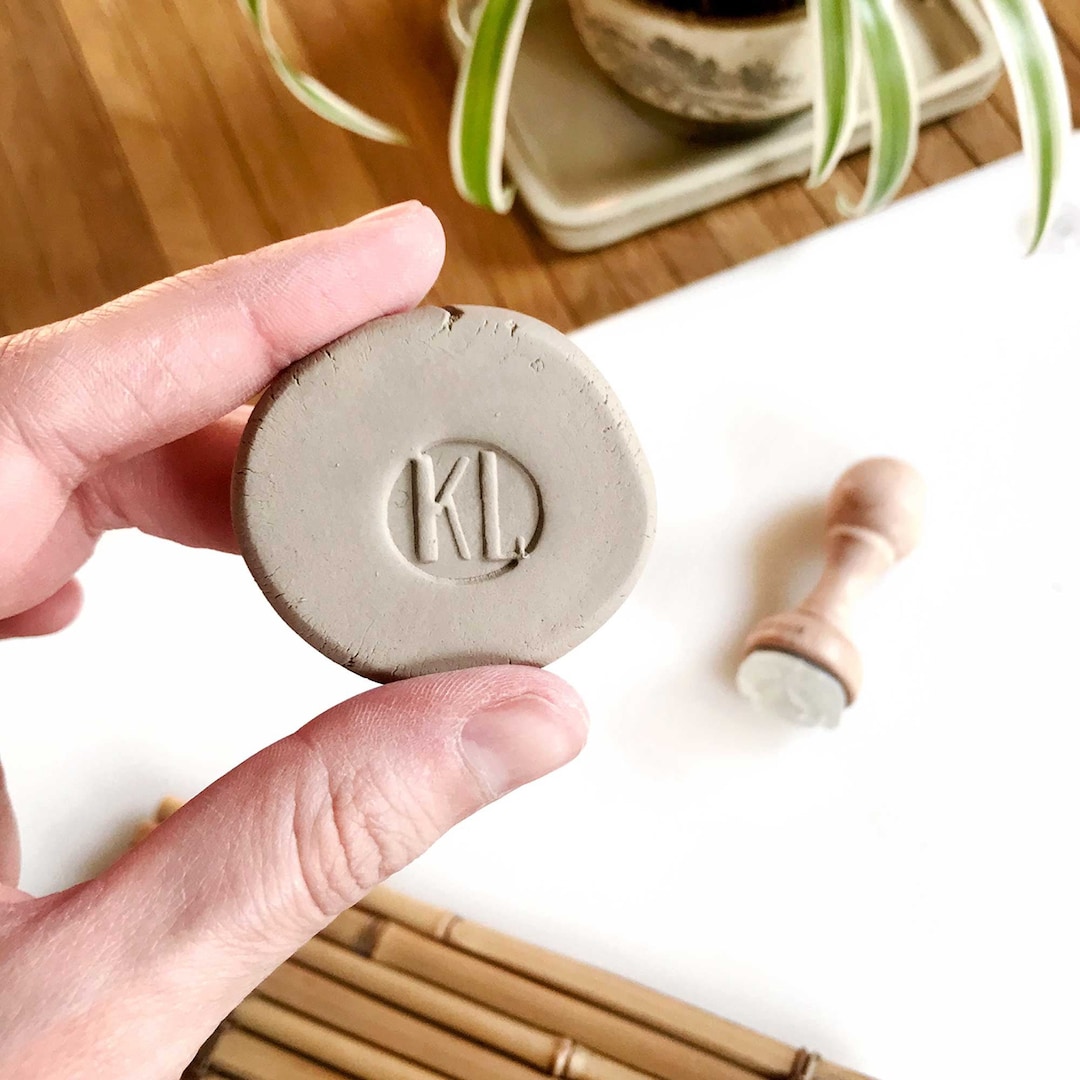 Small Round Initials Clay Stamp, Initial Relief Clay Stamp, Mini Clay ...