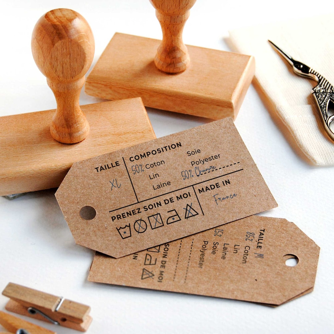 Stamp for Clothing Tags in French, Content and Size Garment Stamp in ...