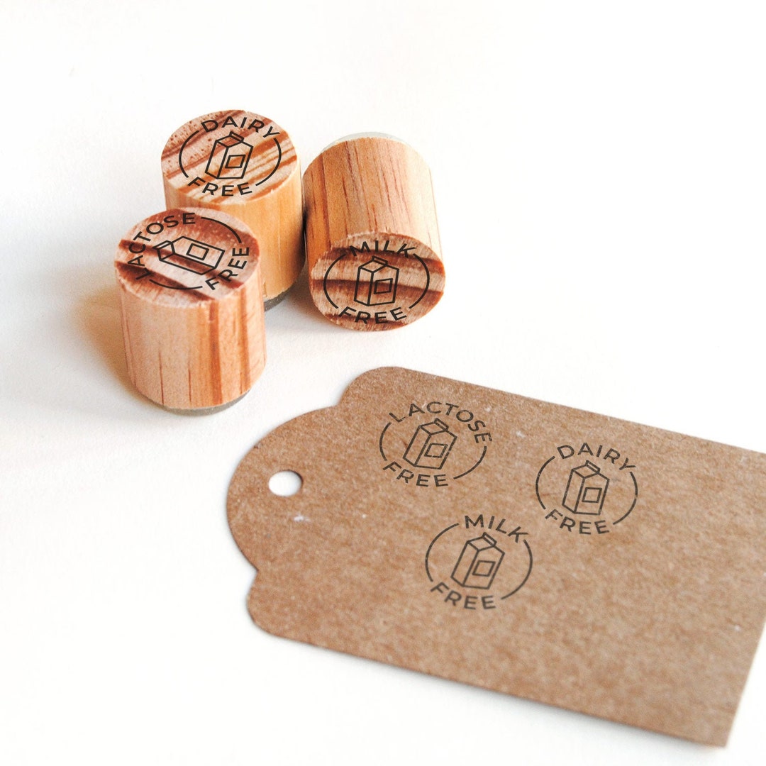 Lactose Free Rubber Stamp for Catering Card Places, Mini Dairy-free ...