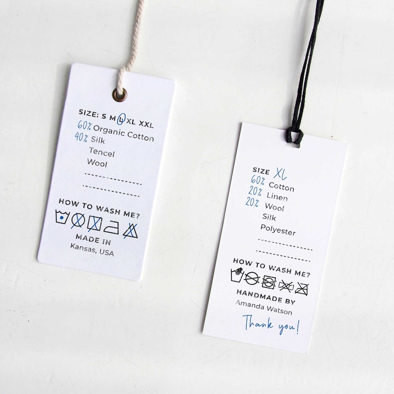 Custom Hang Tag Stamp for Garment With Size and Composition | Etsy