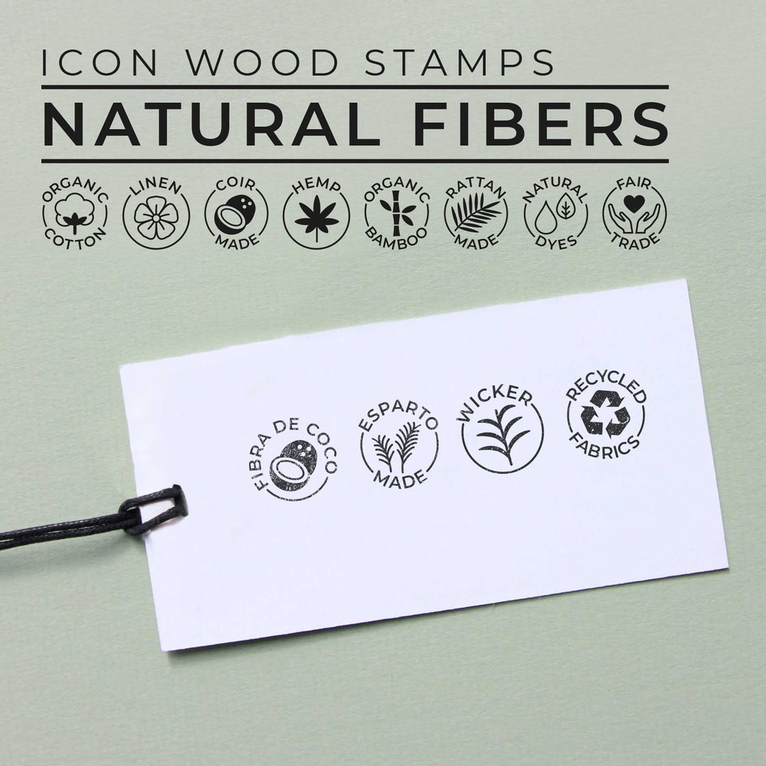 Natural Fiber Icon Rubber Stamps for DIY Garment Tags, Sustainable ...