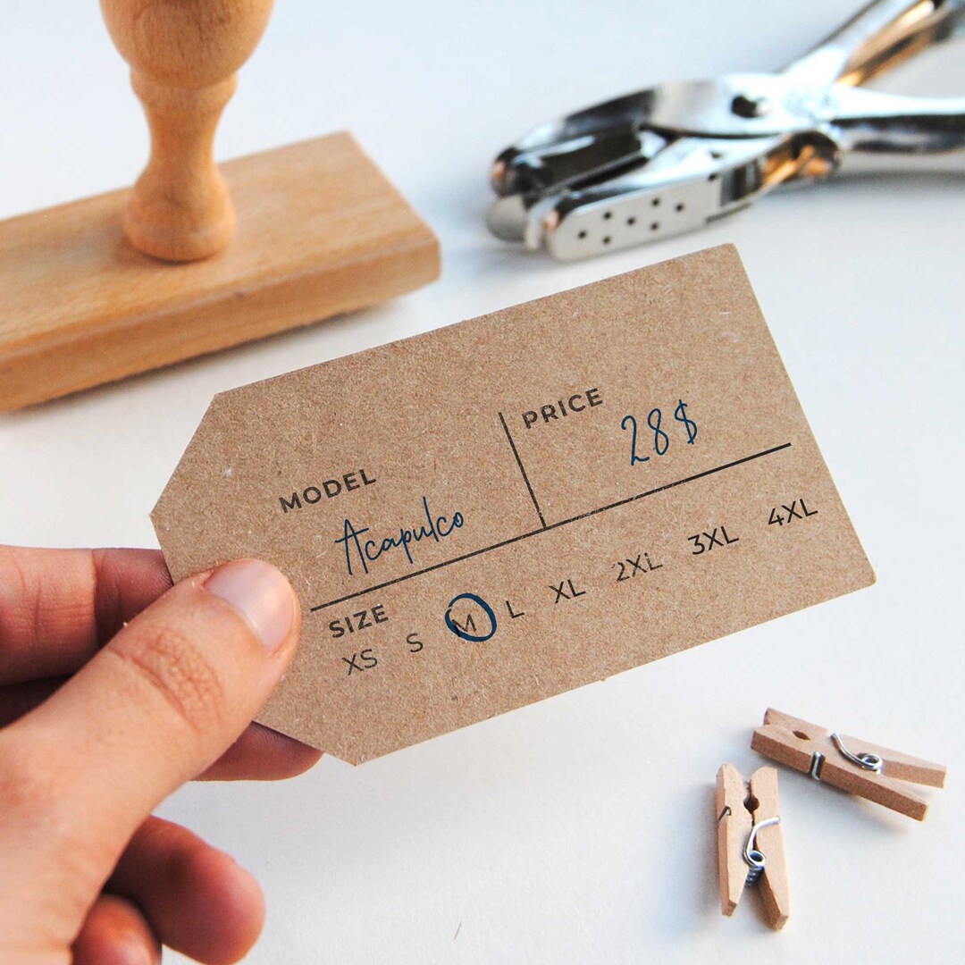 Size Tag Stamp for Clothes With Model and Price Details, Garment Adult ...