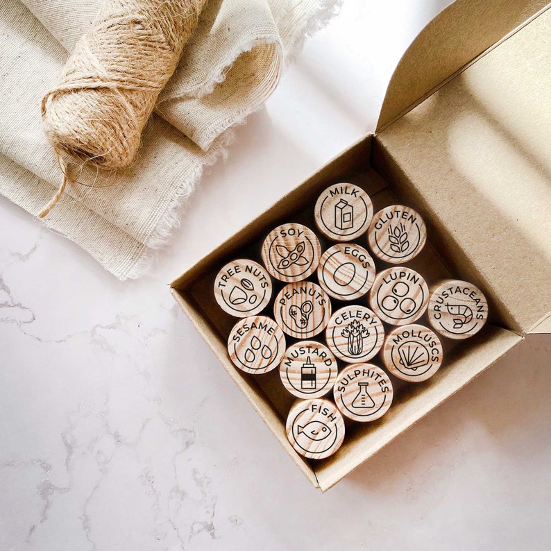 Complete Allergen Stamp Set With 14 Mini Icon Stamps Allergy - Etsy