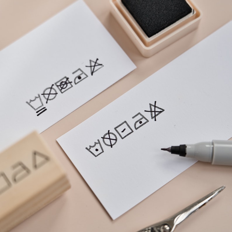 Rubber Stamp With Basic Clothing Care Symbols Personalizable by Hand ...