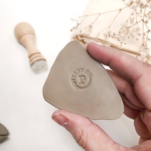 Clay Name Stamp With Leaf Drawing, Custom Name Stamp for Ceramics and ...
