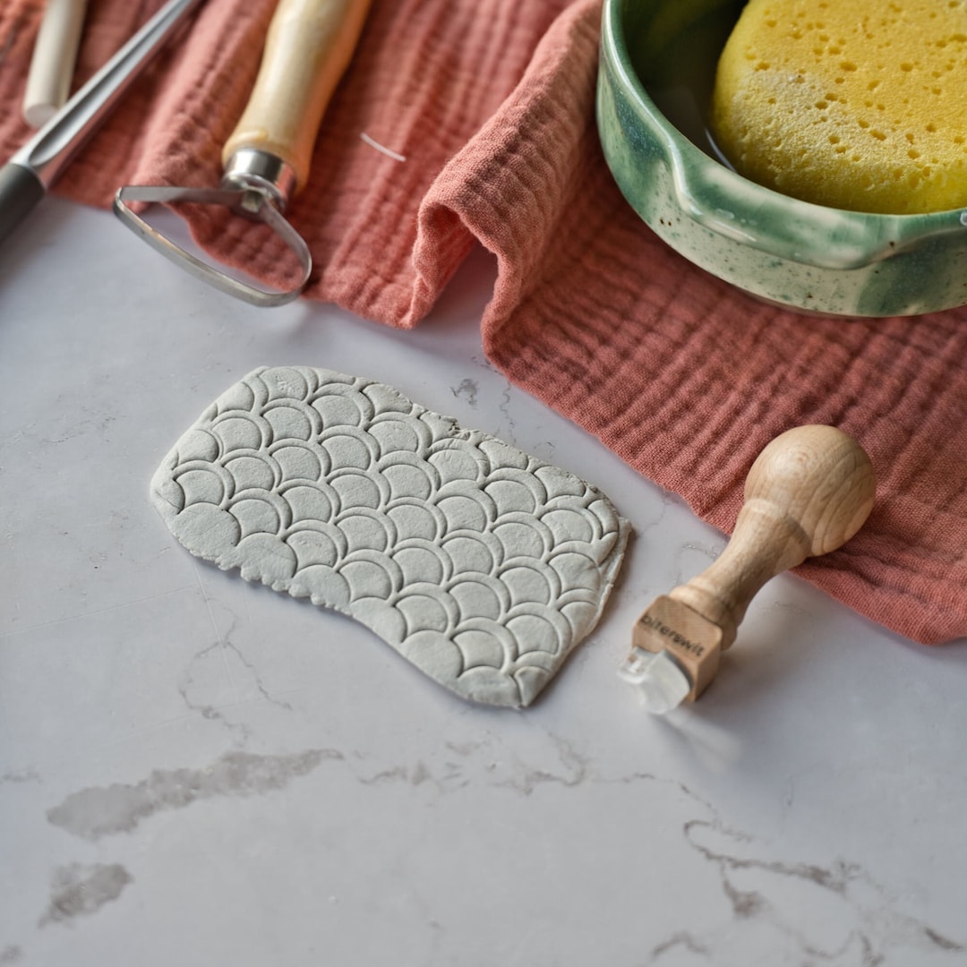 Japanese Waves Pattern Style Texture Clay Stamp, Simple Seigaiha ...