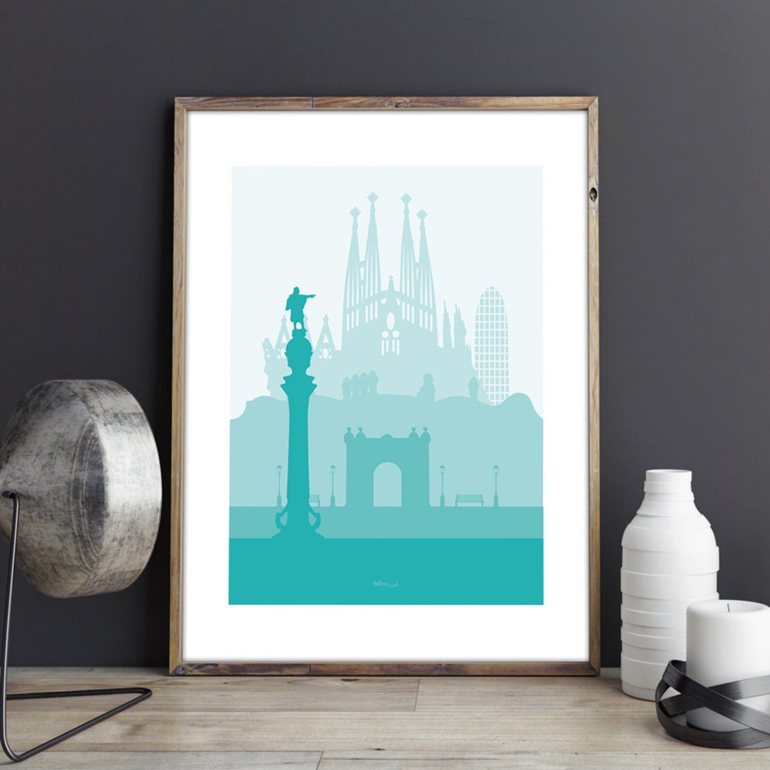 Barcelona city art printable Barcelona minimal art wall | Etsy