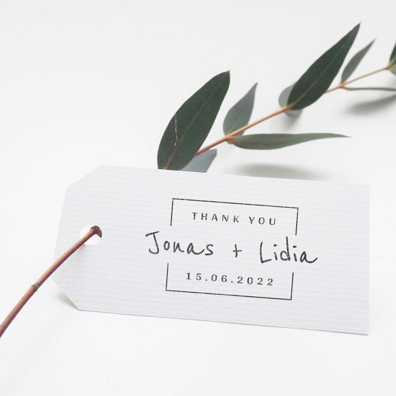 Premade minimal logo stamp with brand name and tagline | Etsy