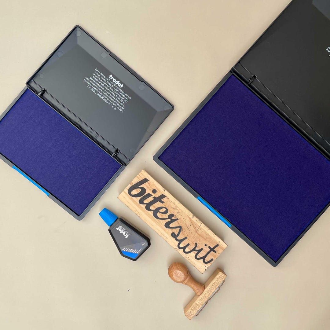 Big Navy Blue Stamp Pad for Large Rubber Stamps, Extra Large Dark Blue ...