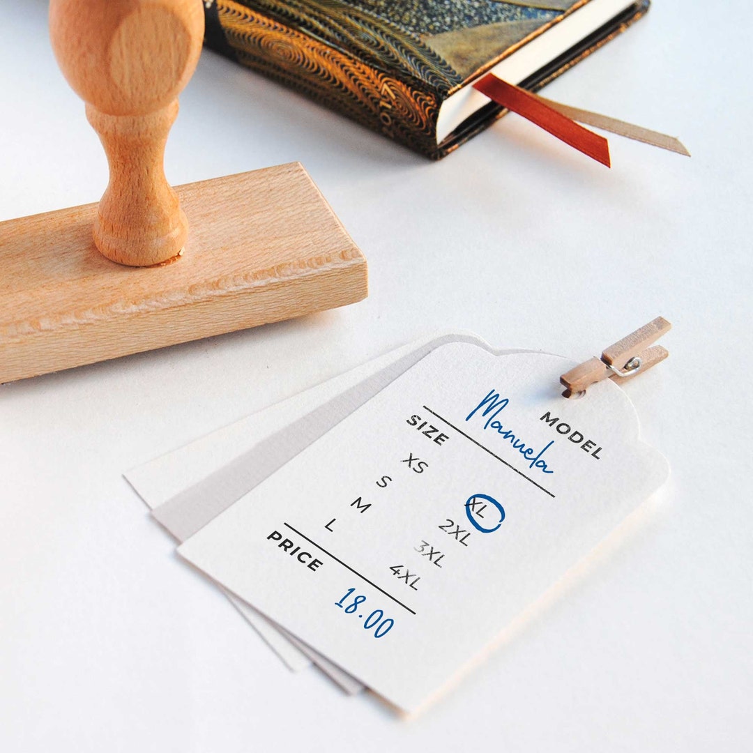 Clothing Size Label Stamp With Price, Small Business Hanging Tag Stamp ...