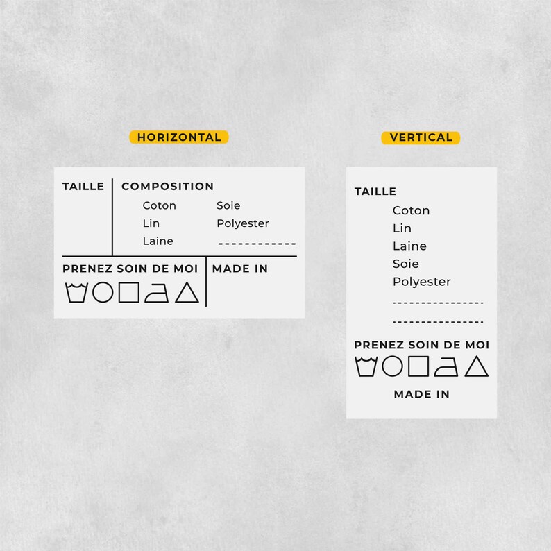 Stamp for Clothing Tags in French, Content and Size Garment Stamp in ...