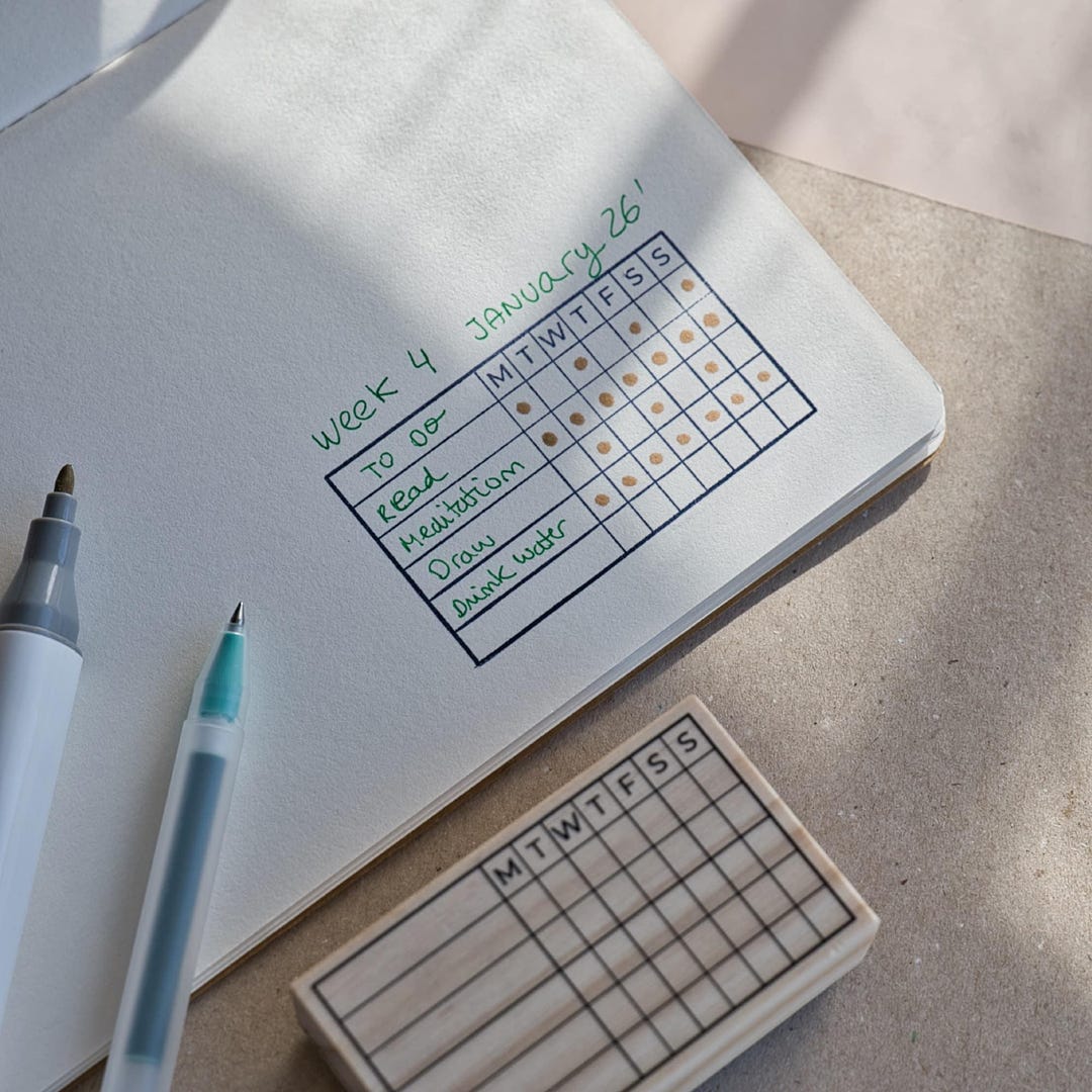 Weekly Task Tracker Stamp for Planner Journal, to Do Grid Rubber Stamp ...