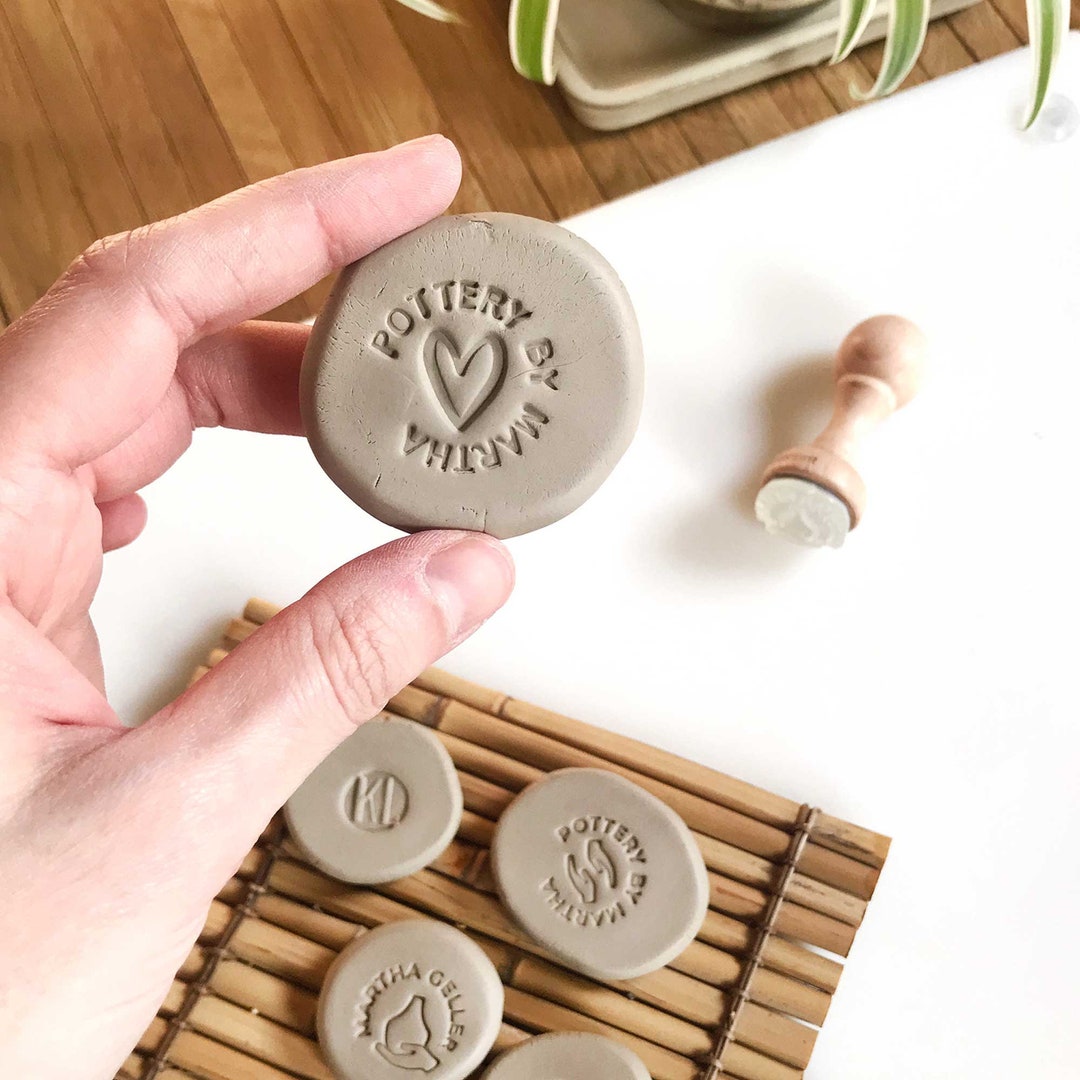 Custom Clay Stamp With Name and Heart Drawing, Stamp for Fresh Clay for ...