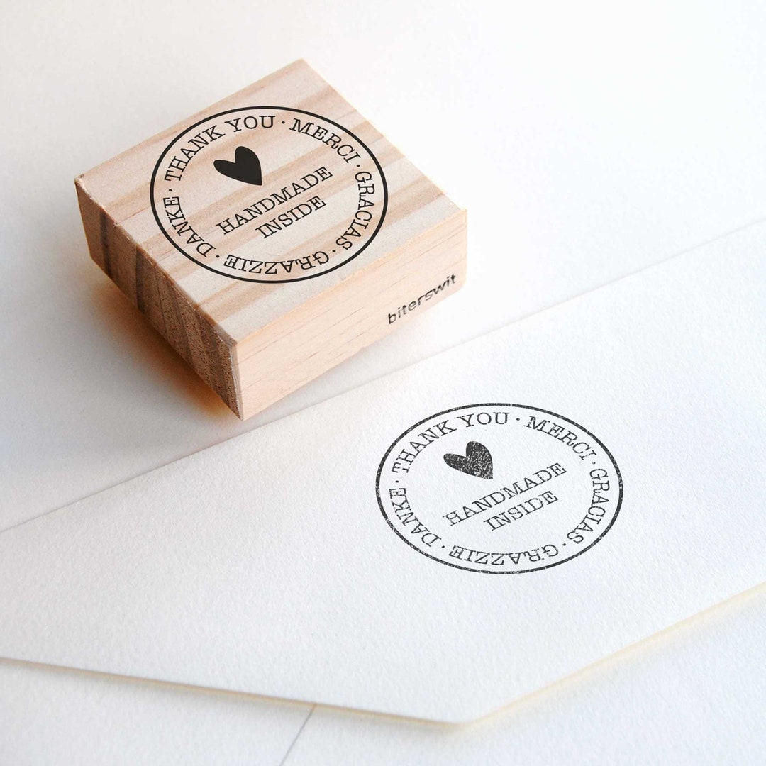 Thank You Rubber Stamp for Small Business Packaging, Handmade Inside ...