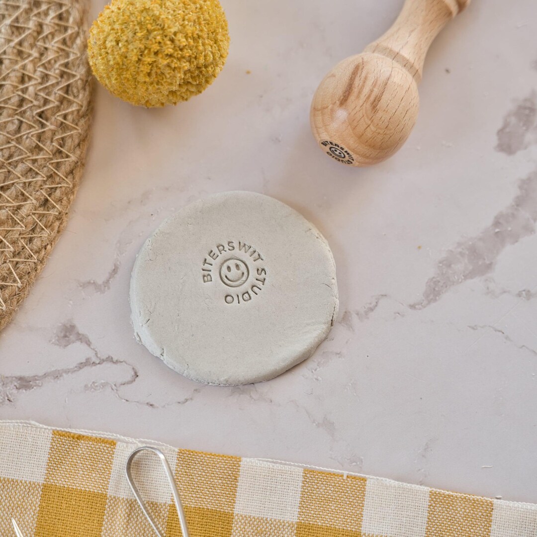 Custom Name Clay Stamp With Smiley Symbol for Pottery and Soap ...